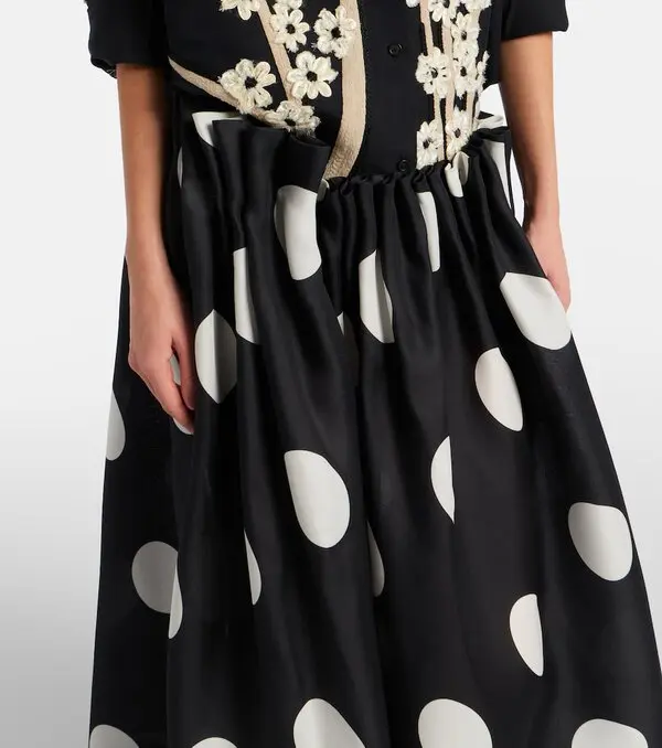 Khaite Riley Polka Dot Silk Maxi Skirt - Black
