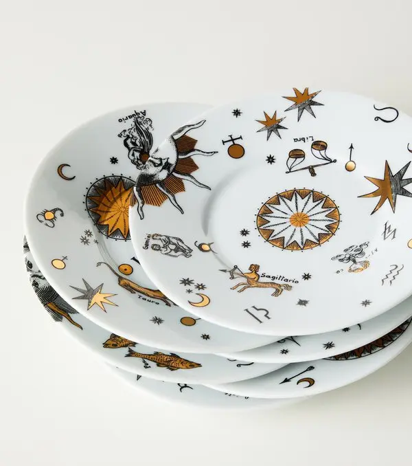 FORNASETTI Astronomici Set Of 6 Teacups And Saucers - White