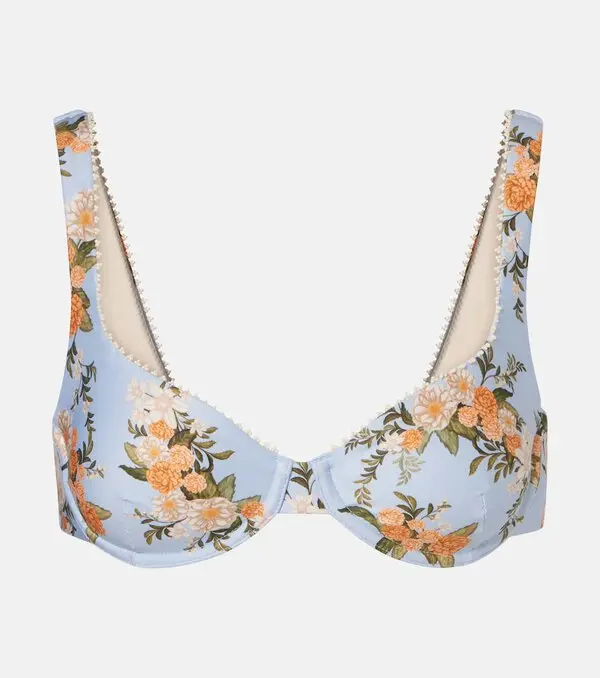 Agua Bendita Hacienda Floral Bikini Top - Multicoloured