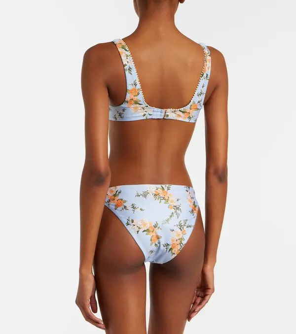 Agua Bendita Promesa Floral Bikini Bottoms - Blue