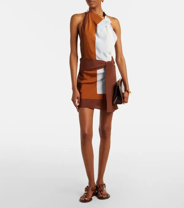 SIR. Striped Halterneck Silk Minidress