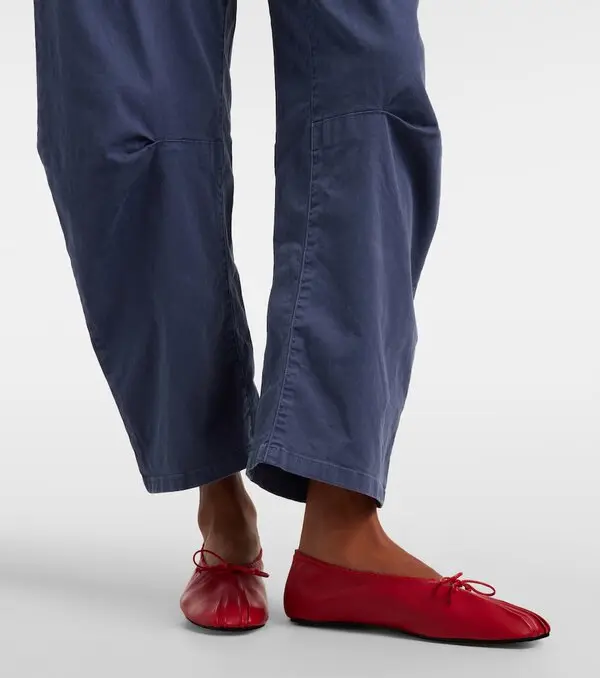 NILI LOTAN Shon Cotton Barrel-leg Trousers - Blue