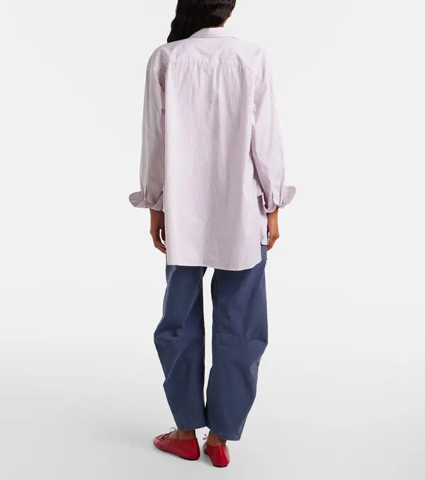 NILI LOTAN Shon Cotton Barrel-leg Trousers - Blue