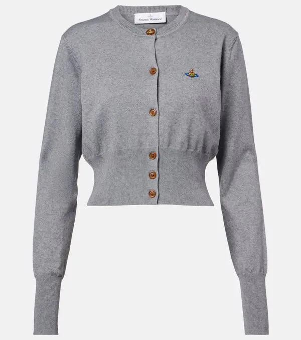 VIVIENNE WESTWOOD Bea Cropped Cotton And Cashmere Cardigan - Grey