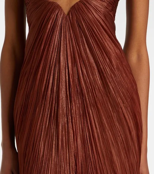 MARIA LUCIA HOHAN Rachel Draped Silk Muslin Bustier Gown - Brown