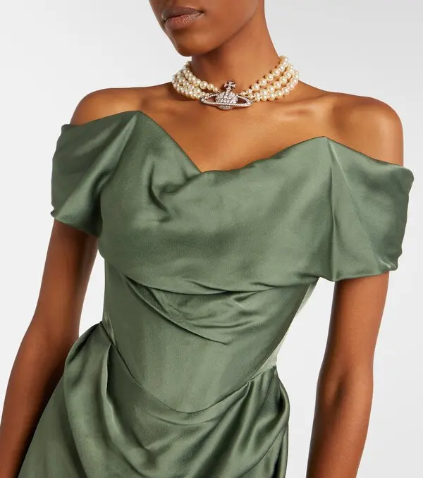 VIVIENNE WESTWOOD Nova Cocotte Draped Satin Bustier Gown - Green