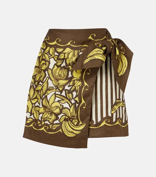 ALEMAIS Printed Hemp Wrap Skirt