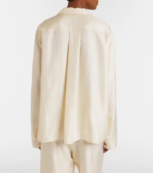 TOTEME Monogram Silk Satin Pajama Shirt
