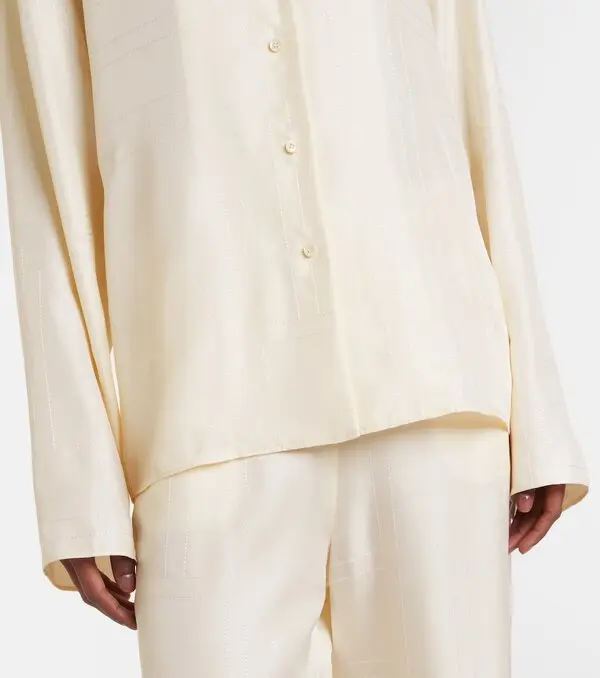 TOTEME Monogram Silk Satin Pajama Shirt