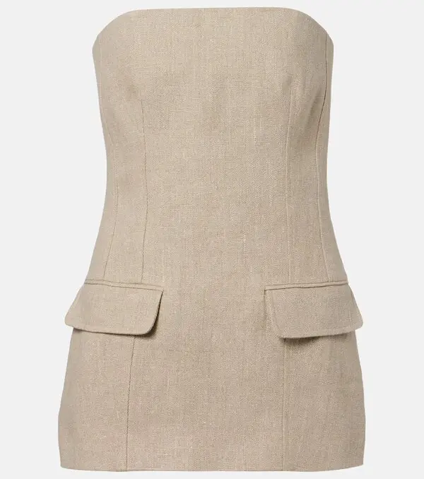 TOTEME Strapless Linen Bustier Top - Beige