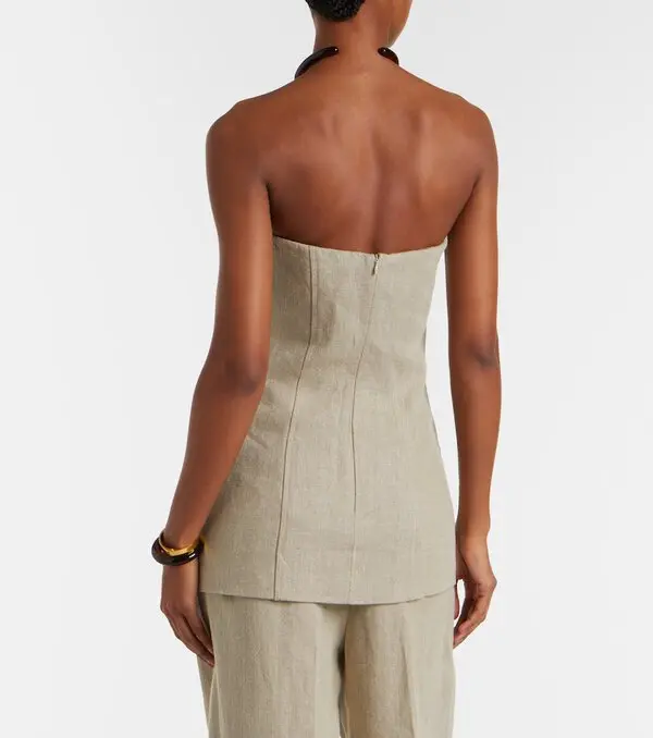 TOTEME Strapless Linen Bustier Top - Beige
