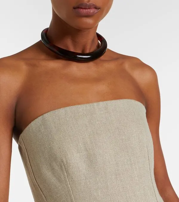 TOTEME Strapless Linen Bustier Top - Beige