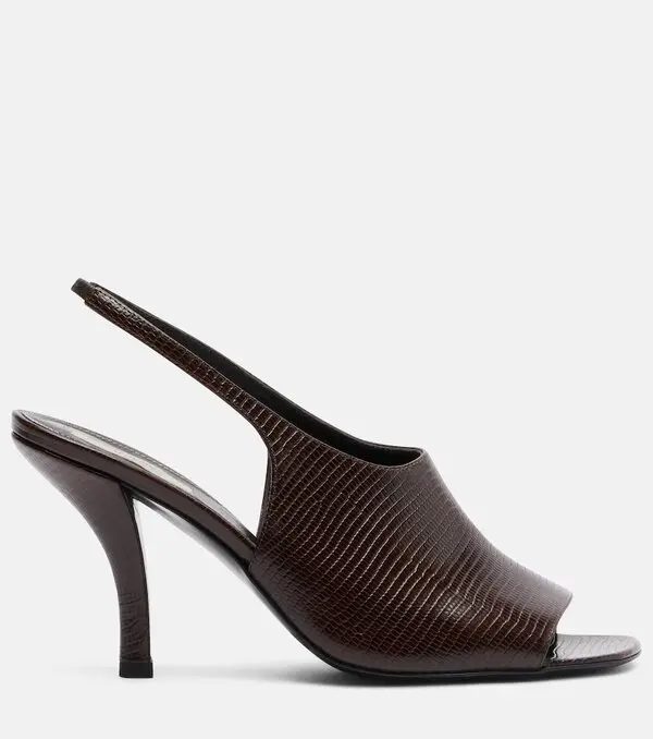 TOTEME Embossed Leather Slingback Sandals - Brown