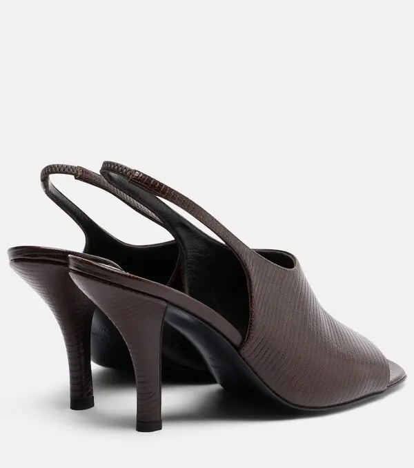 TOTEME Embossed Leather Slingback Sandals - Brown