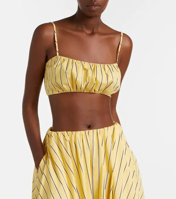 Staud Fiore Striped Cotton Crop Top