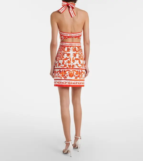 Dolce & Gabbana Majolica Print Cotton Poplin Minidress