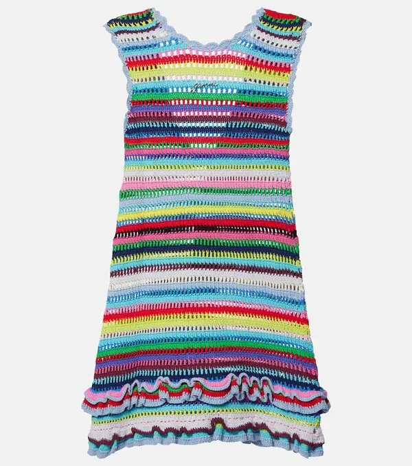 GANNI Multicolor Crocheted Minidress - Multicoloured