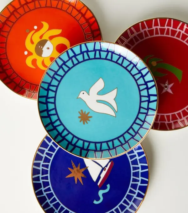 Jonathan Adler Playa Set Of 4 Porcelain Dessert Plates