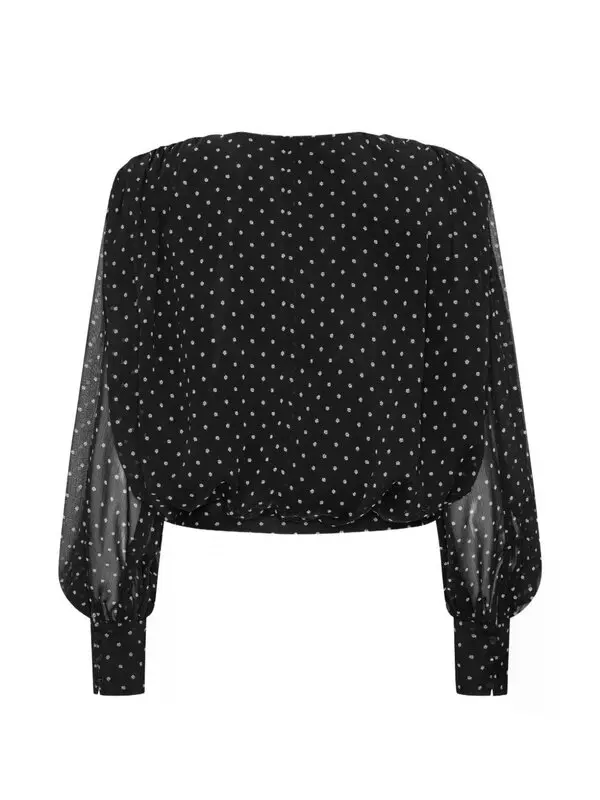 ROTATE BY BIRGER CHRISTENSEN Ruched Floral V-neck Blouse