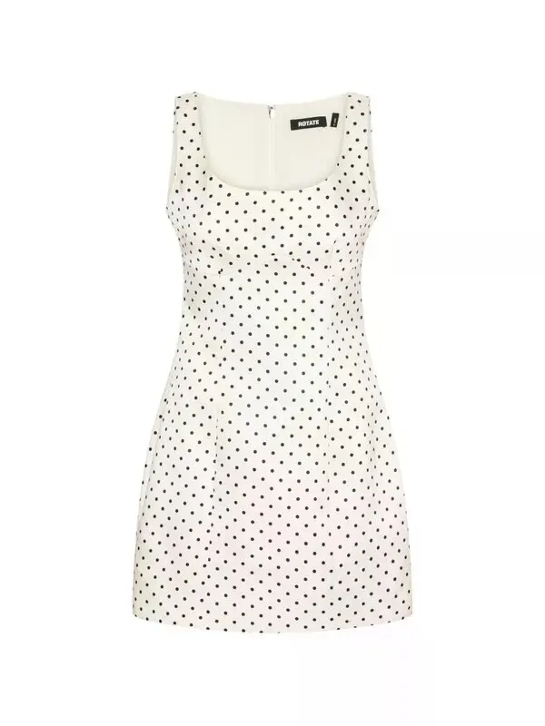 ROTATE BY BIRGER CHRISTENSEN Polka Dot Square Neck Mini Dress - Neutrals