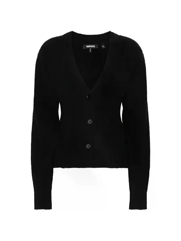 ROTATE BY BIRGER CHRISTENSEN Peplum Hem Cardigan - Black