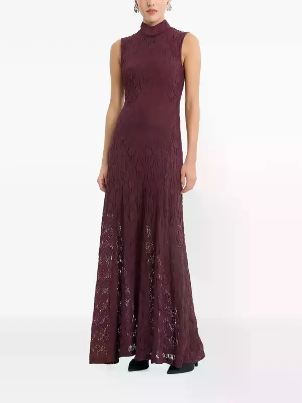 ROTATE BY BIRGER CHRISTENSEN Bordeaux Lace Maxi Dress