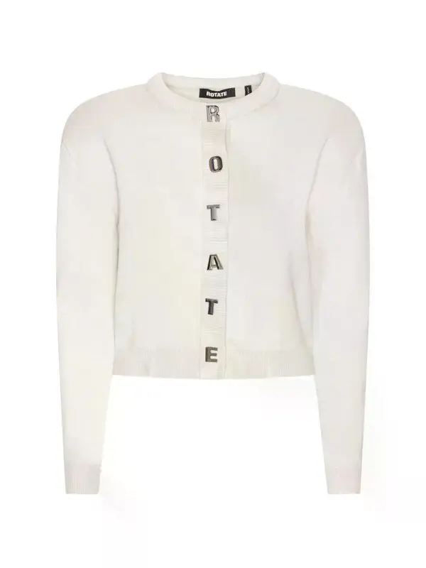 ROTATE BY BIRGER CHRISTENSEN Long-sleeve Cardigan With Letter Embellishment - Neutrals