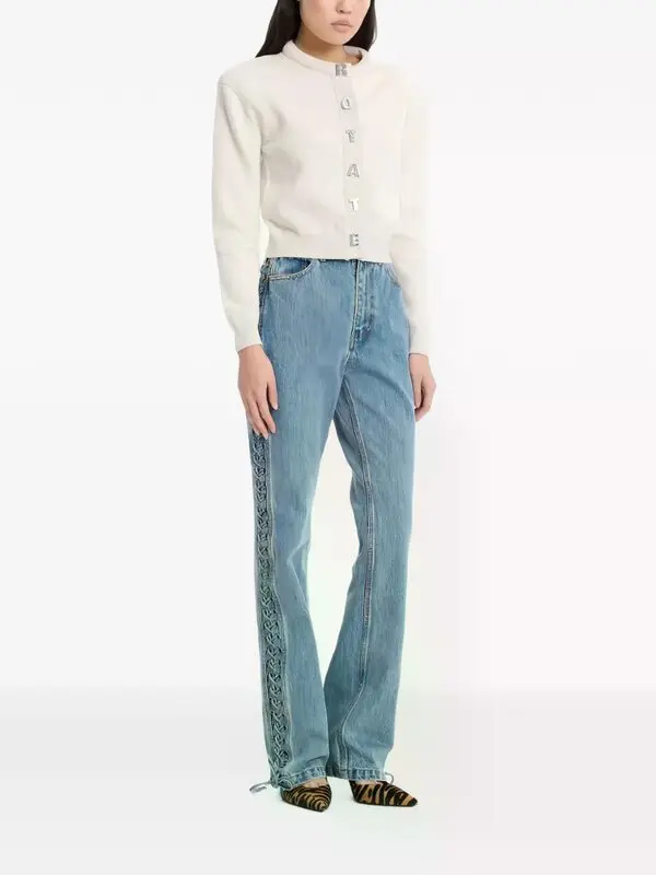 ROTATE BY BIRGER CHRISTENSEN Long-sleeve Cardigan With Letter Embellishment - Neutrals