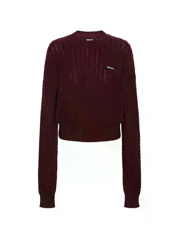 ROTATE BY BIRGER CHRISTENSEN Cable-knit Crew-neck Sweater - Red