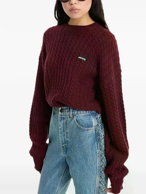 ROTATE BY BIRGER CHRISTENSEN Cable-knit Crew-neck Sweater