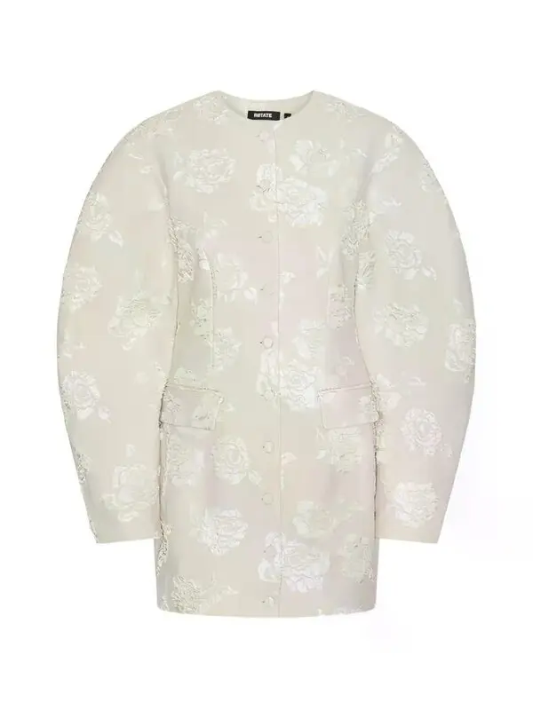 ROTATE BY BIRGER CHRISTENSEN Cream Floral Jacquard Mini Dress - Neutrals