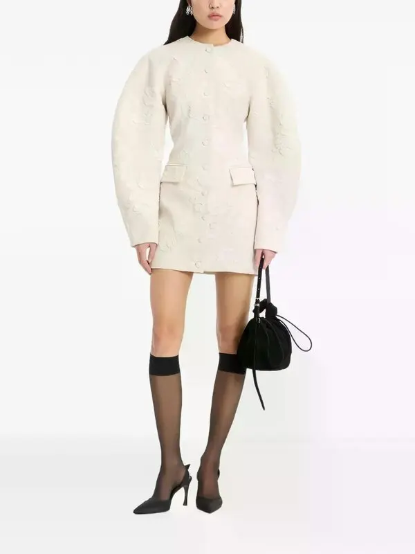 ROTATE BY BIRGER CHRISTENSEN Cream Floral Jacquard Mini Dress - Neutrals