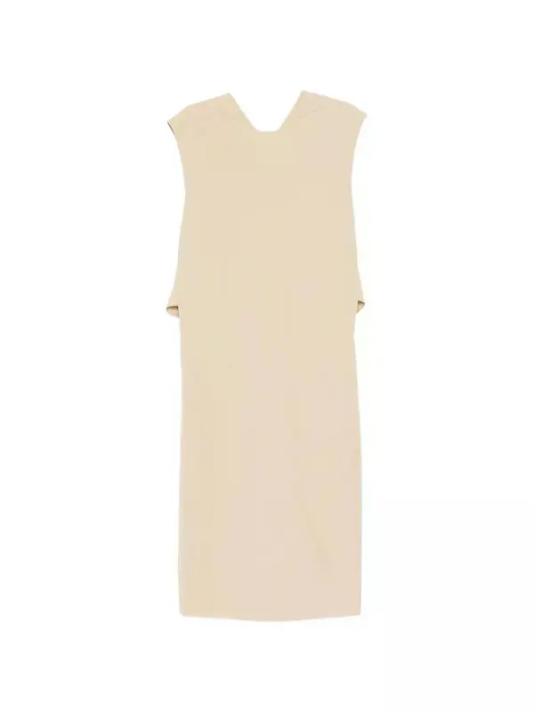 LESS Round Neck Sleeve Dress With Belted Waist