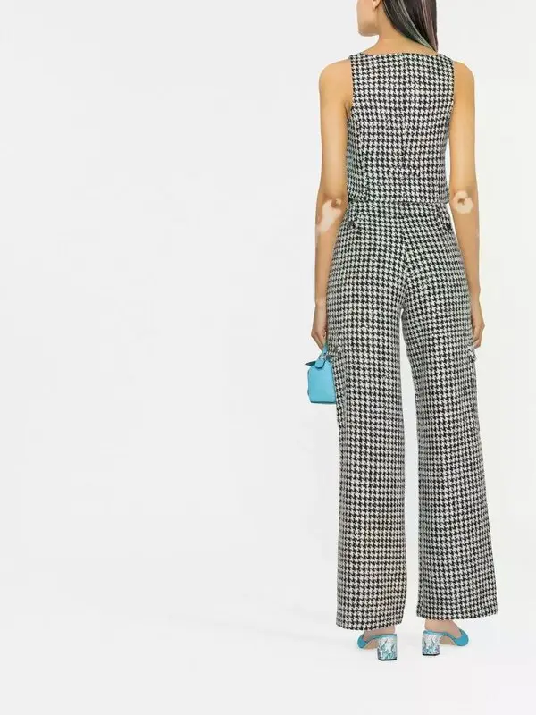 ROTATE BY BIRGER CHRISTENSEN Sparkly Houndstooth Wide-leg Trousers