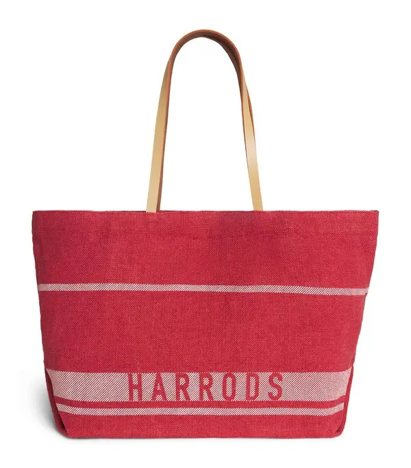 Harrods Jute Stripe Shopper Bag