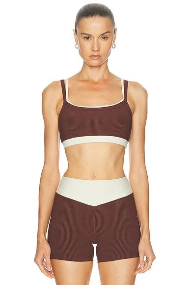 Year Of Ours Ribbed Layer Bralette - Choc & Shell