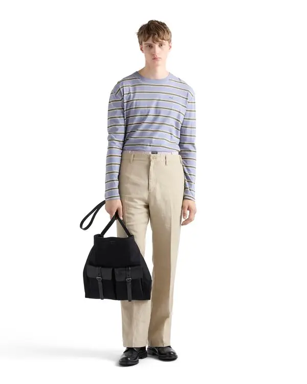 Prada Route Canvas And Leather Shoulder Bag