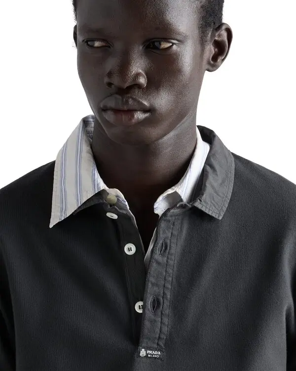Prada Long-sleeved Cotton Polo Shirt