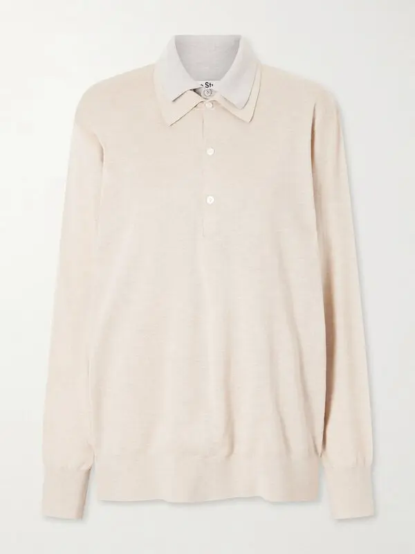 Acne Studios Layered Silk-blend Polo Sweater - Neutrals