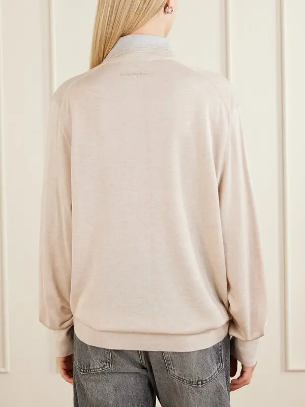 Acne Studios Layered Silk-blend Polo Sweater - Neutrals