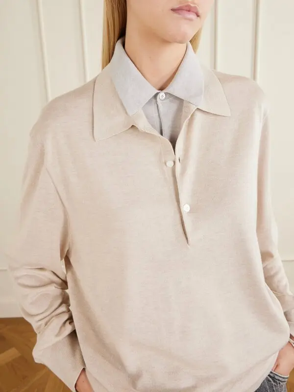 Acne Studios Layered Silk-blend Polo Sweater - Neutrals