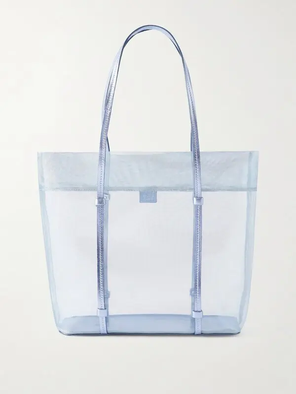 MARYAM NASSIR ZADEH Bonita Leather-trimmed Mesh Tote - Blue