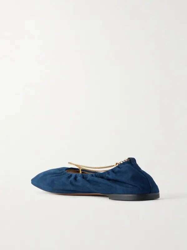 Stella McCartney Ballerina Flats In Suede With Chain Detailing - Blue
