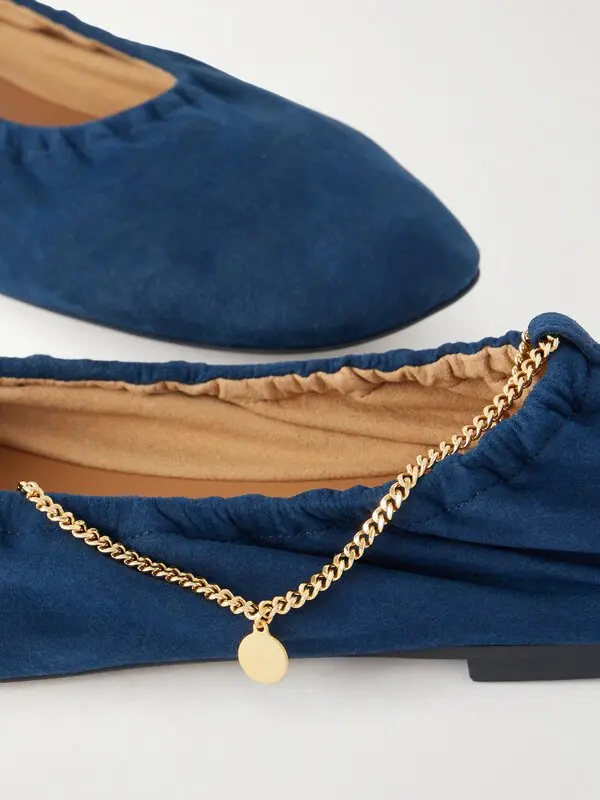 Stella McCartney Ballerina Flats In Suede With Chain Detailing - Blue