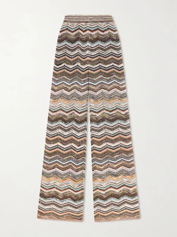 Missoni Metallic Crochet-knit Wide-leg Trousers - Multi