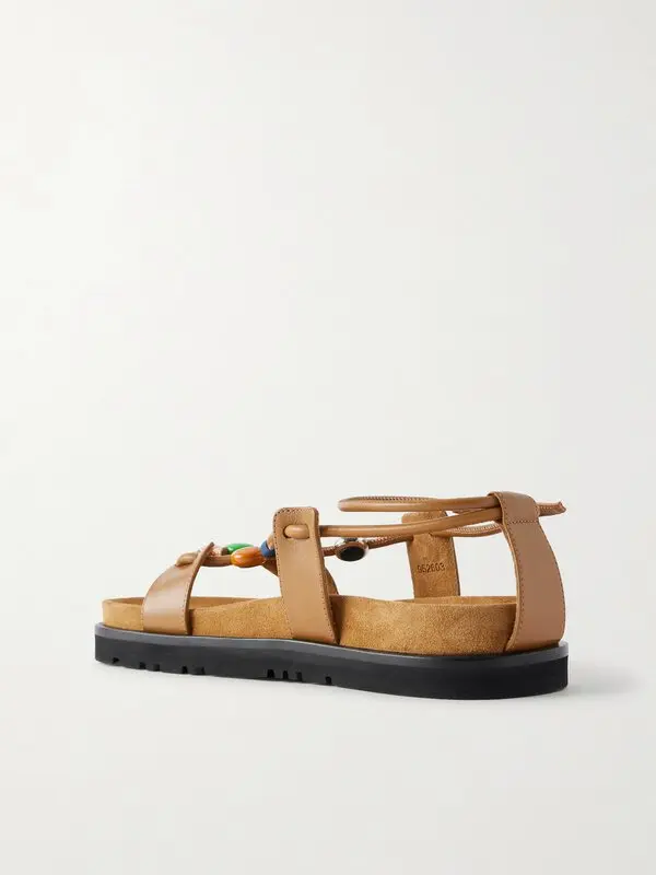 Loewe Embellished Suede Fussbett Sandals - Brown