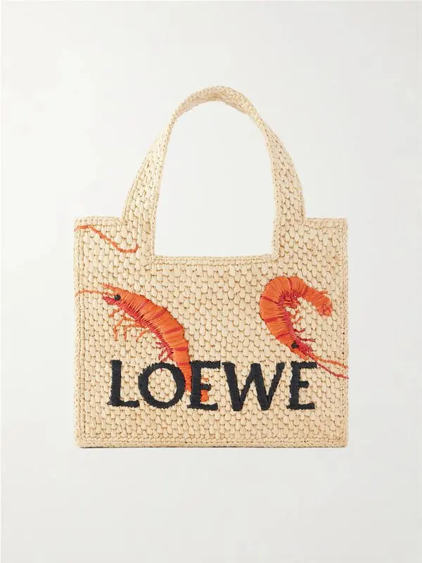 Loewe Paula's Ibiza Embroidered Raffia Tote - Multi
