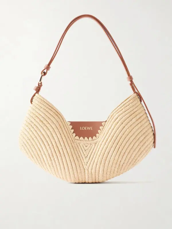Loewe Swing Medium Raffia Shoulder Bag - Neutrals