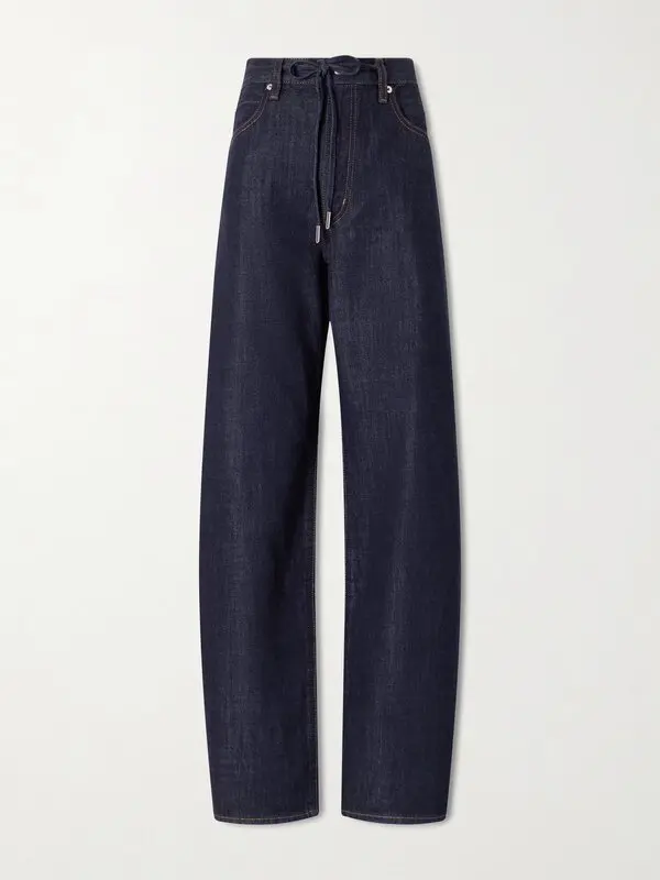 FRAME The Off Duty Drawstring Bow High-rise Barrel-leg Jeans