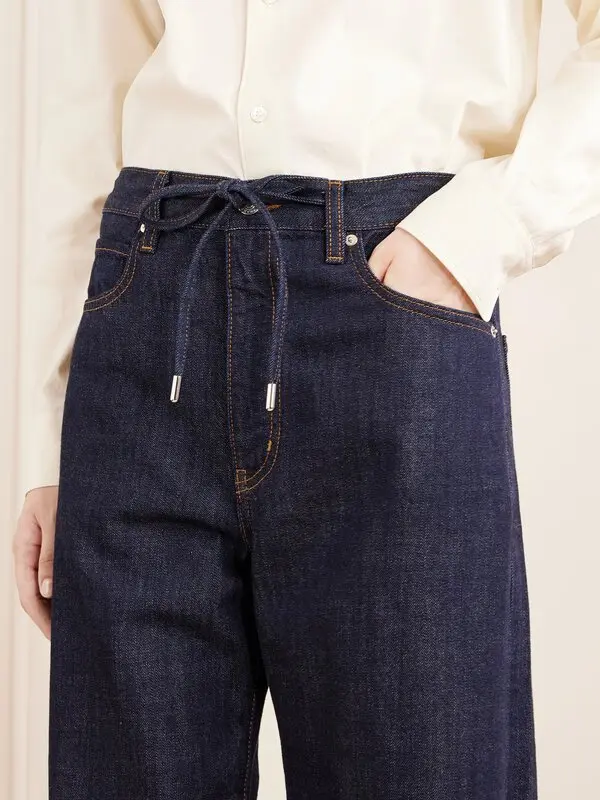 FRAME The Off Duty Drawstring Bow High-rise Barrel-leg Jeans